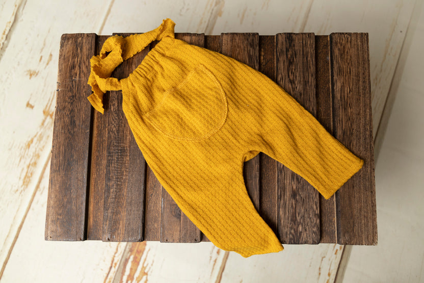 Newborn Unisex Outfit, Adjustable Overall with Pockets, Mustard ...